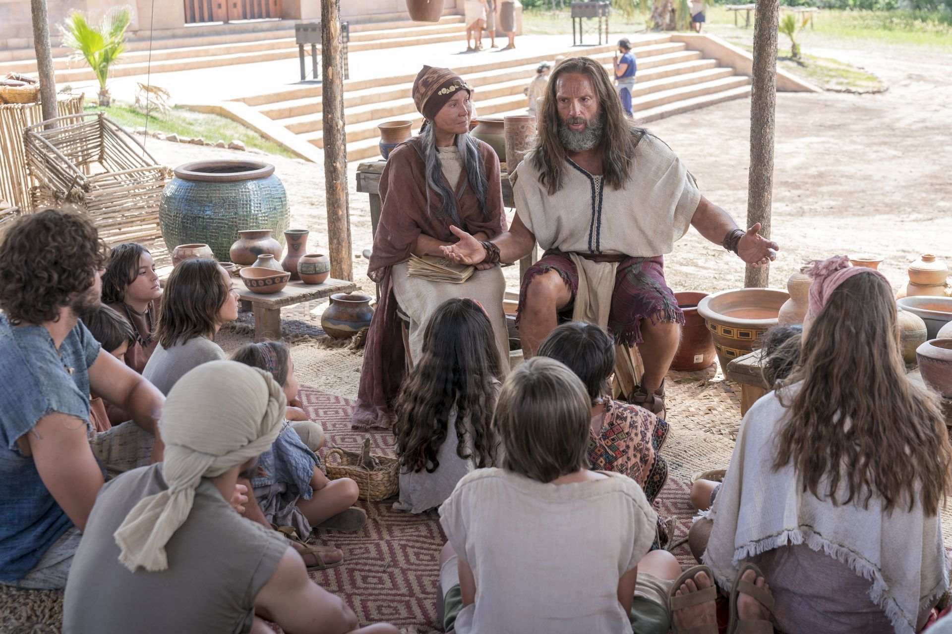 Nephites listening to Nephi as he teaches