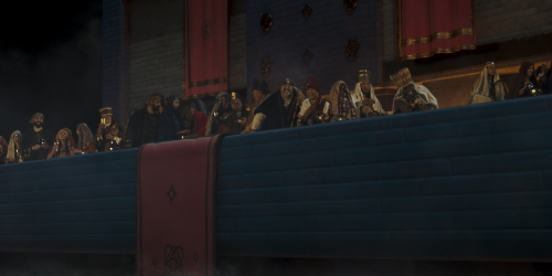 People in the great and spacious building mocking those at the tree of life