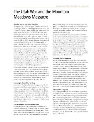 Lesson 25: The Utah War and the Mountain Meadows Massacre