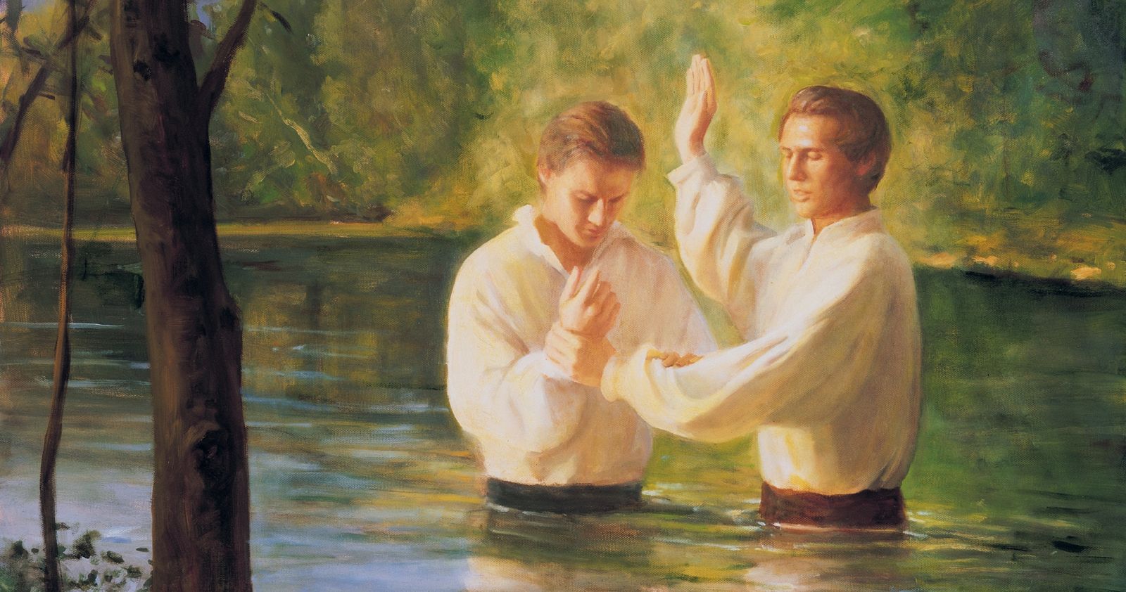 Joseph Smith Baptizes Oliver Cowdery