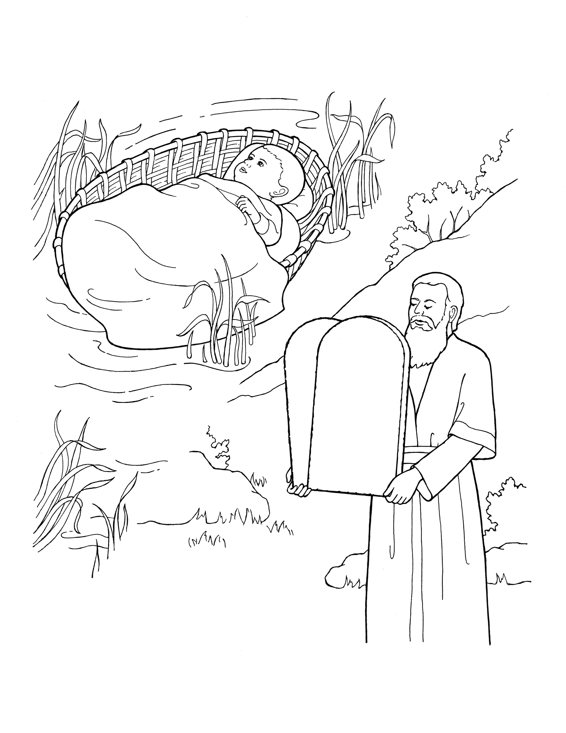 Moses as a Child and with the Ten Commandments