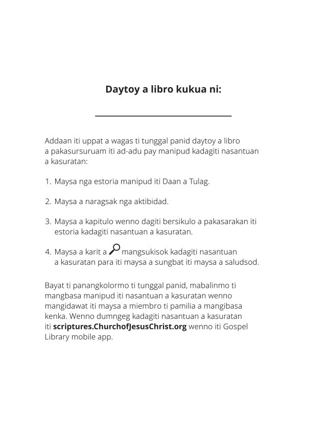 Libro ti Panagkolor kadagiti Estoria iti Nasantuan a Kasuratan: Daan a ...