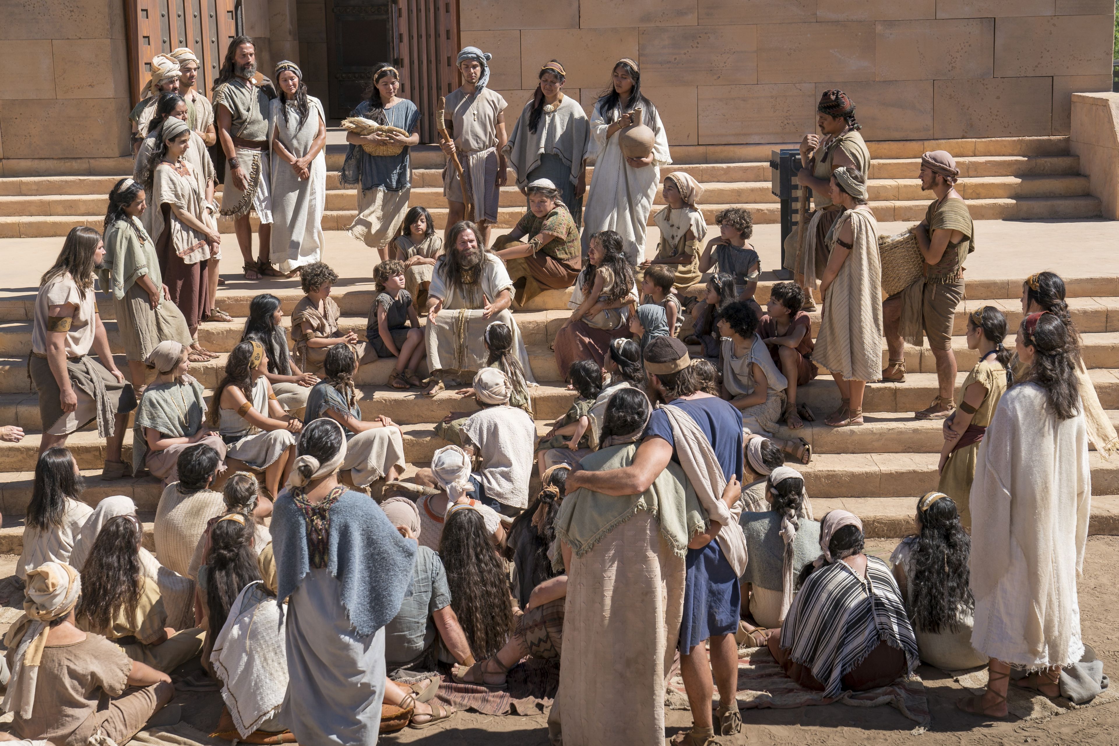 Nephites listening to Jacob teach