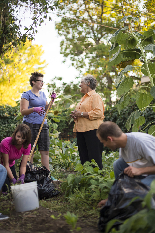 Young Adults Do Yard Work