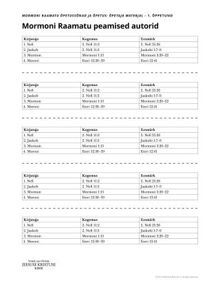 1. õppetund. Õpetaja materjal: Mormoni Raamat: teine testament ...