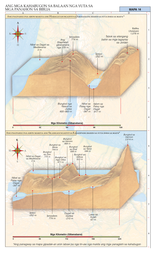 Mapa 14: Ang mga Kahabugon sa Balaan nga Yuta sa mga Panahon sa Biblia