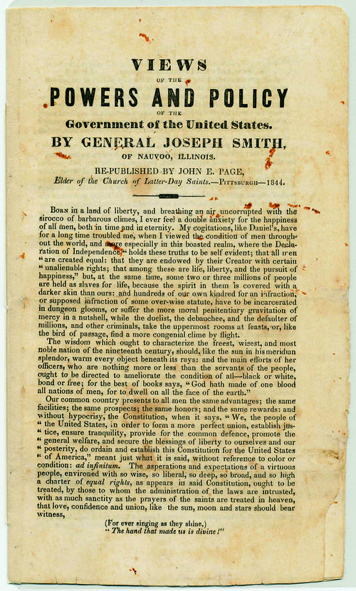 Joseph Smith’s 1844 Campaign for United States President