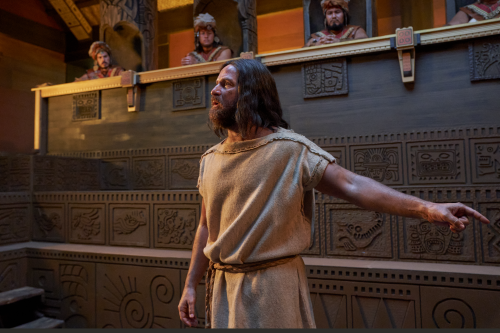Abinadi in front of King Noah