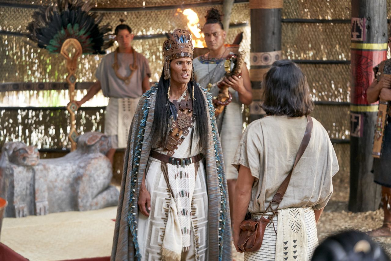 King Lamoni Watching as Ammon, Son of Mosiah, Bows Before Him
