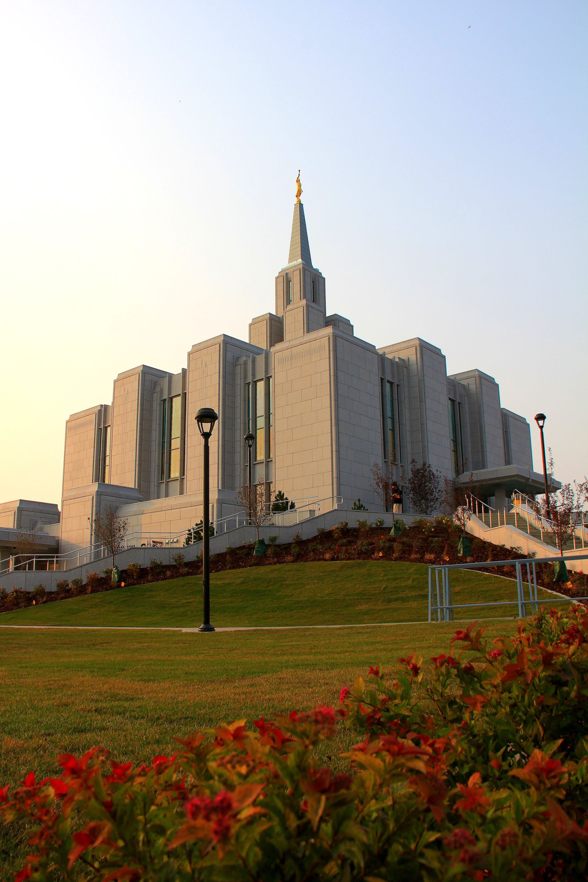 Portrait View of the Calgary Alberta Temple in the Evening