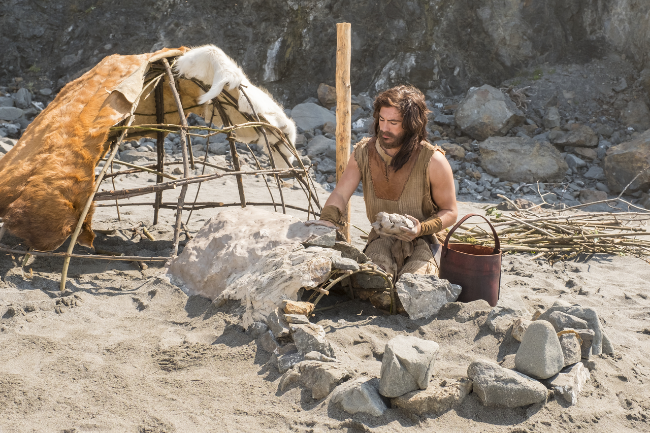 Nephi working along the shore