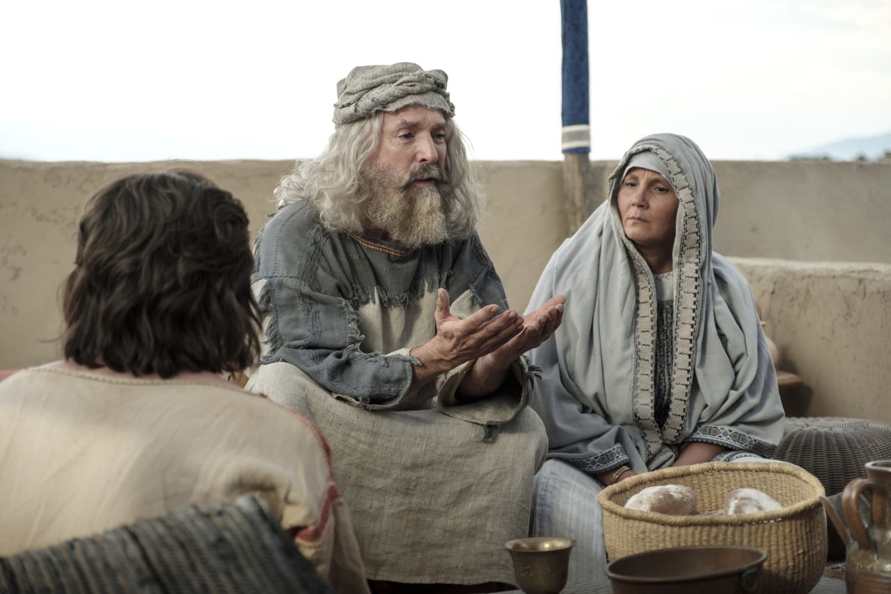 Lehi and his family in camp in the wilderness