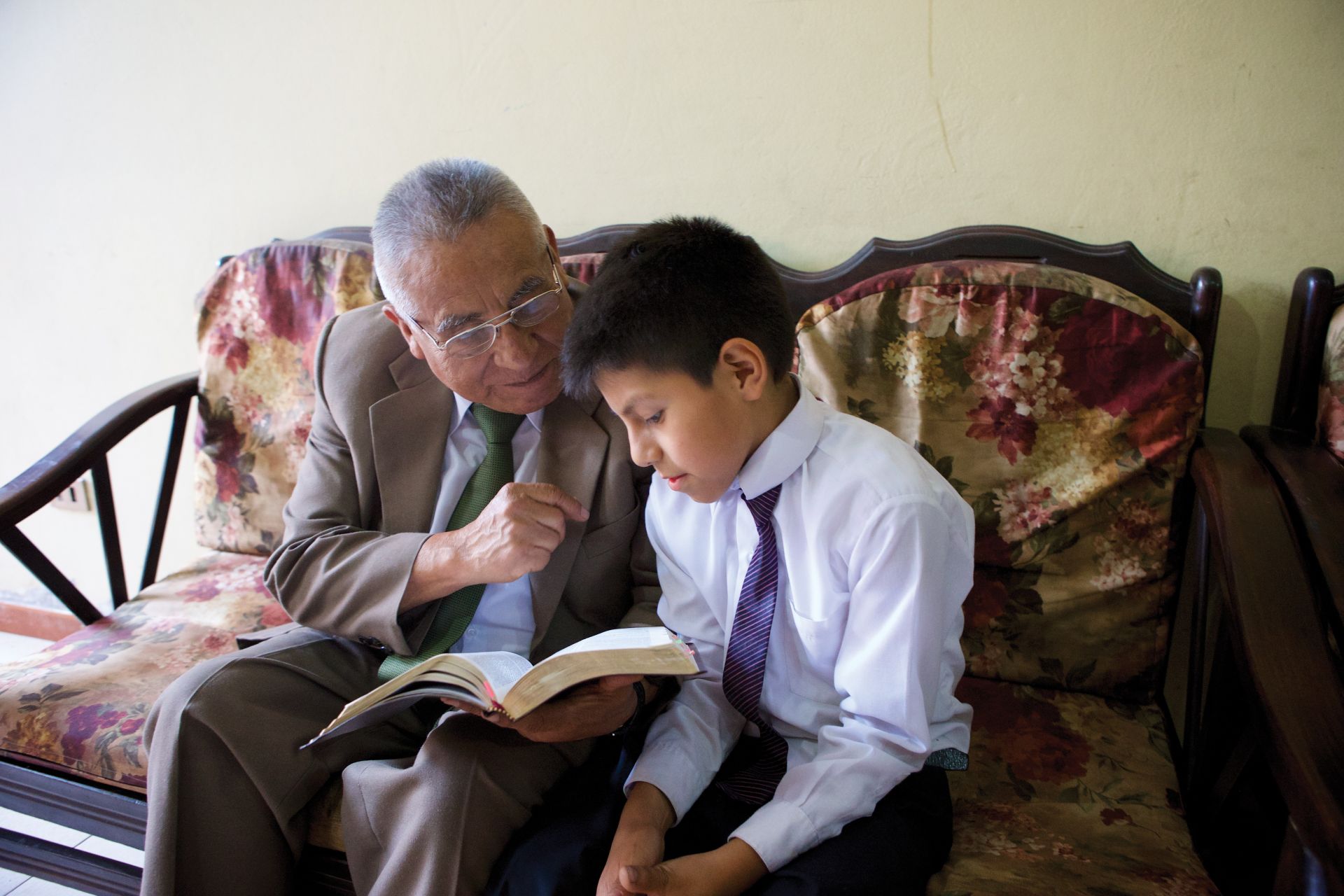 Grandfather and Grandson Reading Scriptures