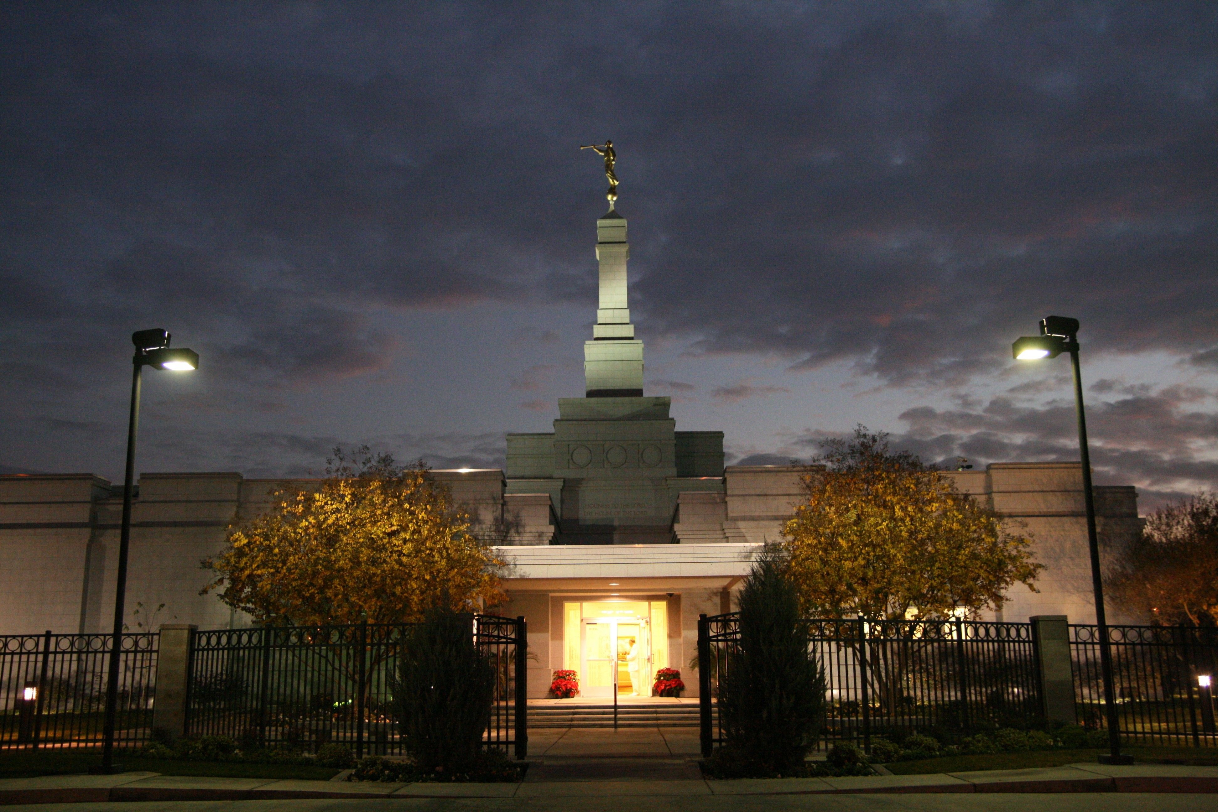 The Spire of the Fresno California Temple at Night