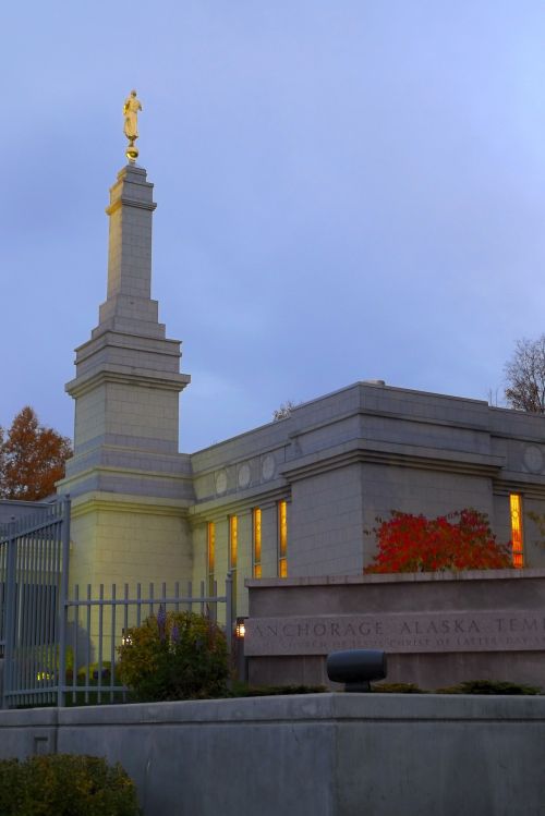 Anchorage Alaska Temple at Night