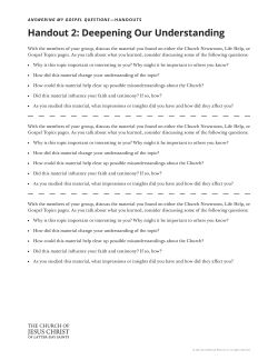 Answering My Gospel Questions Teacher Material (Religion 280)