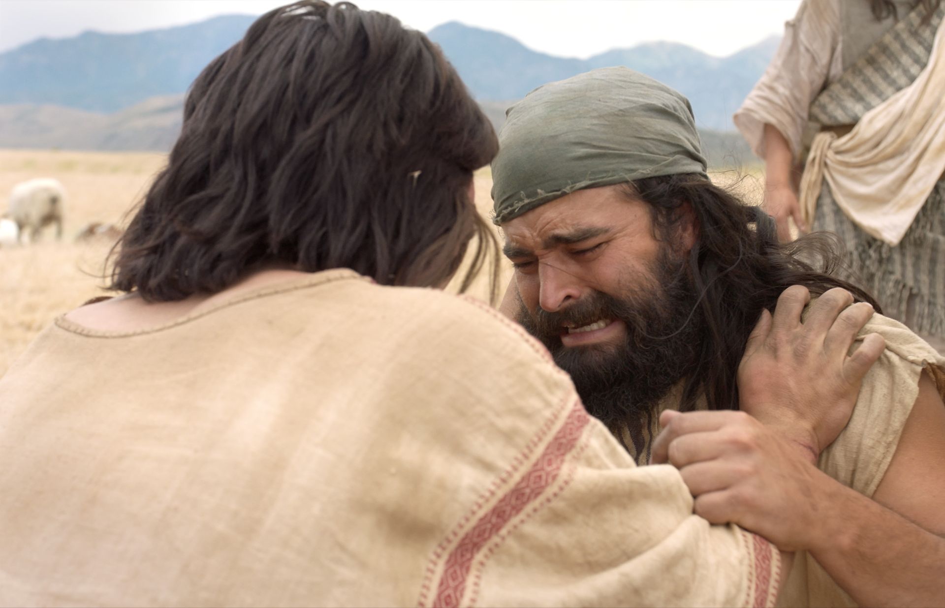 Laman pleading for forgiveness from Nephi