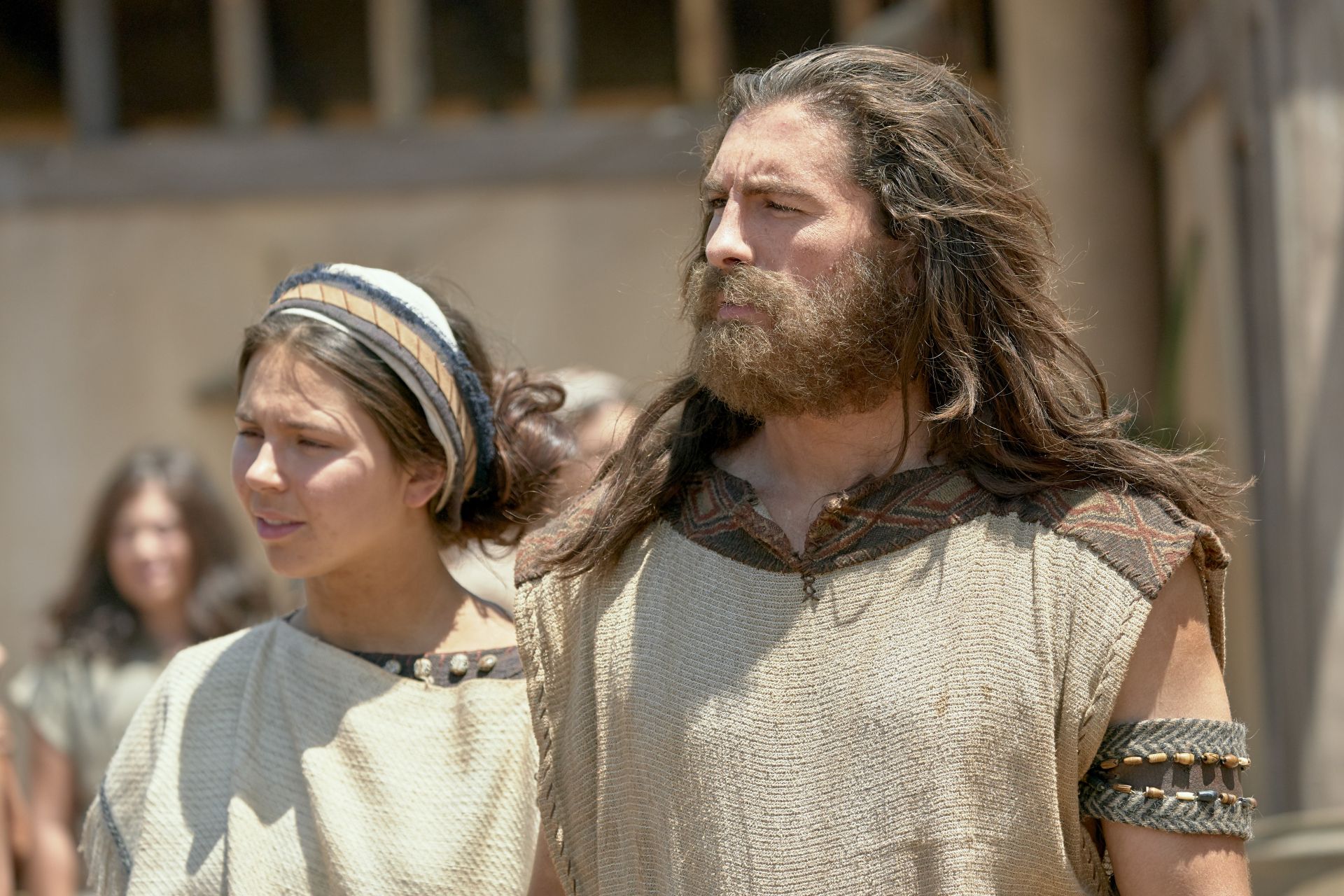 Nephi and his wife listening to Lehi