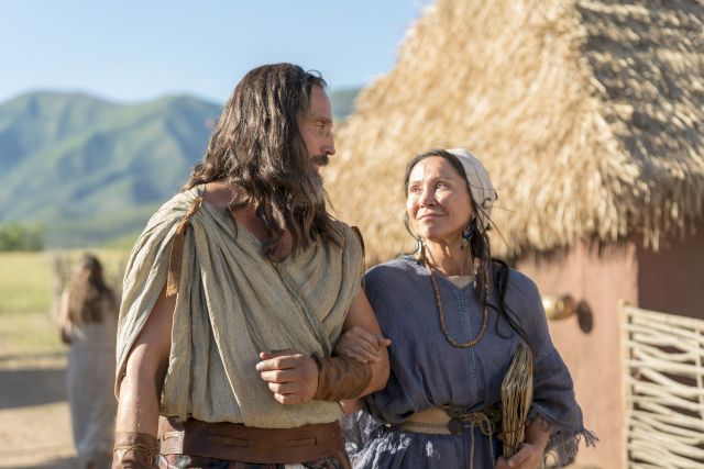 Nephi walking with his wife